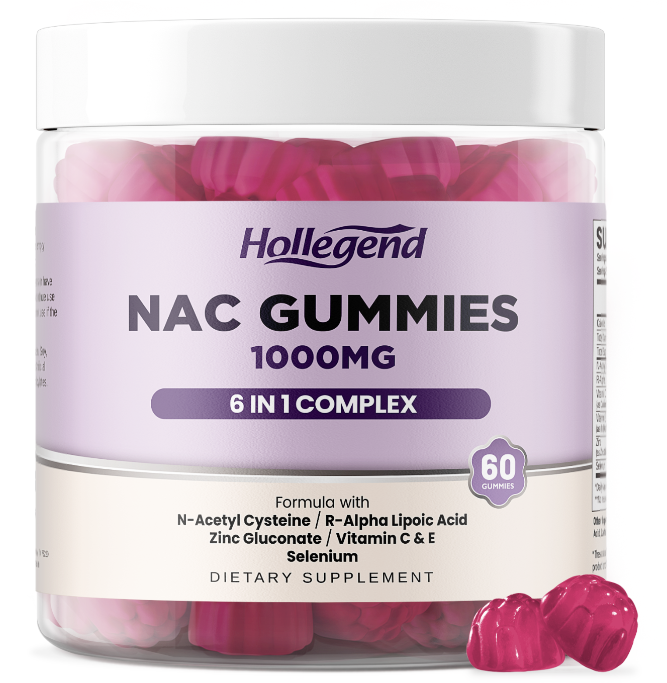 6 IN 1 NAC Gummies, Chewable N Acetyl Cysteine 1000mg Supplement ...