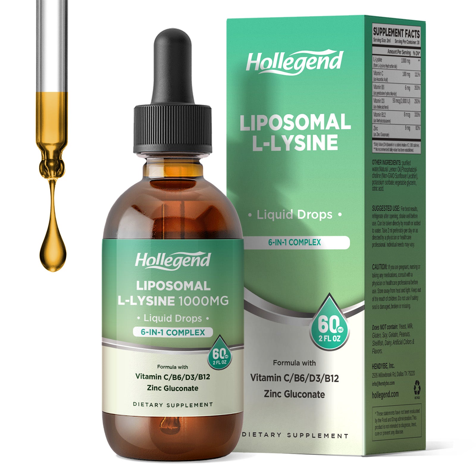 Liposomal L-lysine 1000MG Liquid Drops, Lysine Supplement for Women ...