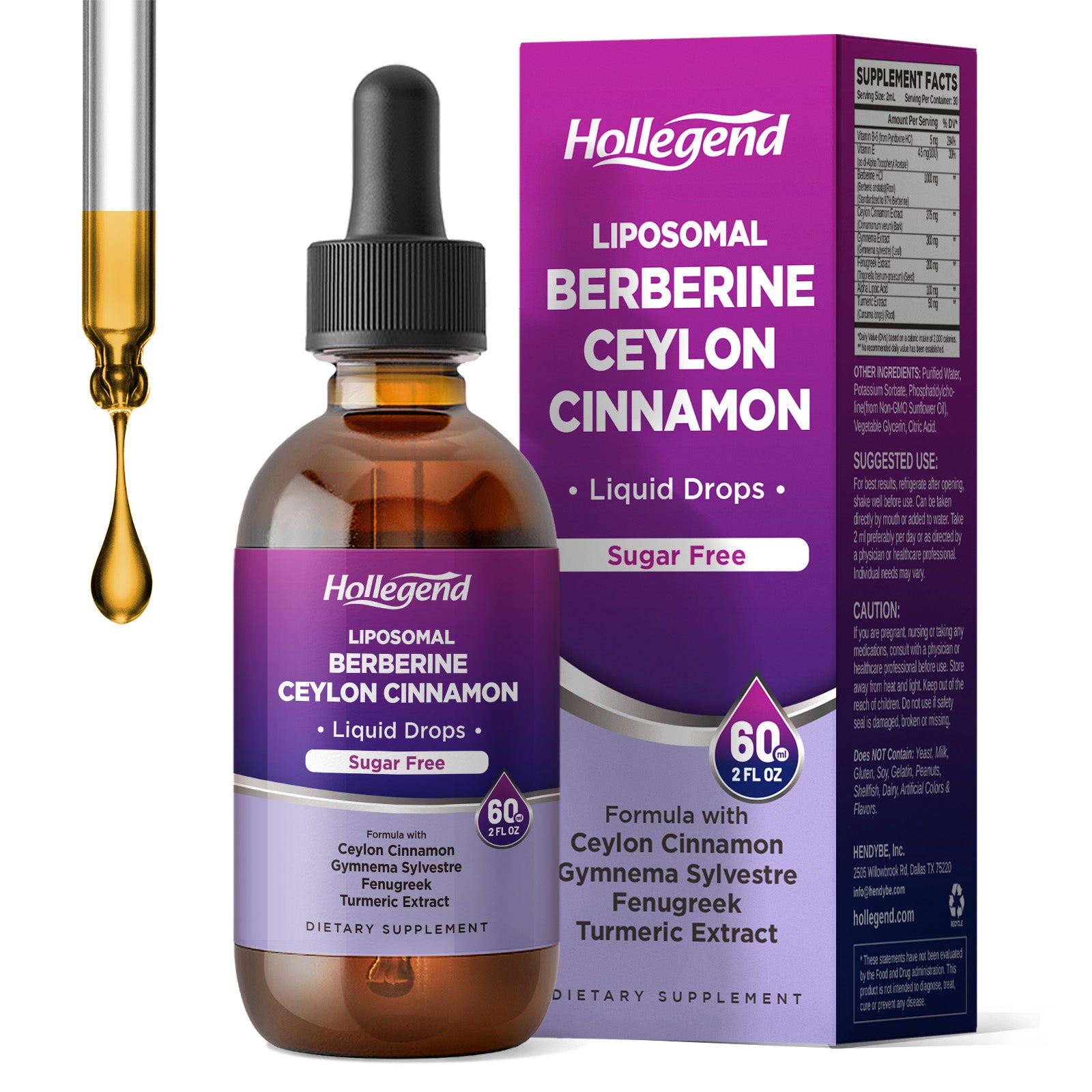 Liposomal Liquid Berberine Drops Sugar Free, Berberine Extract with Ce ...