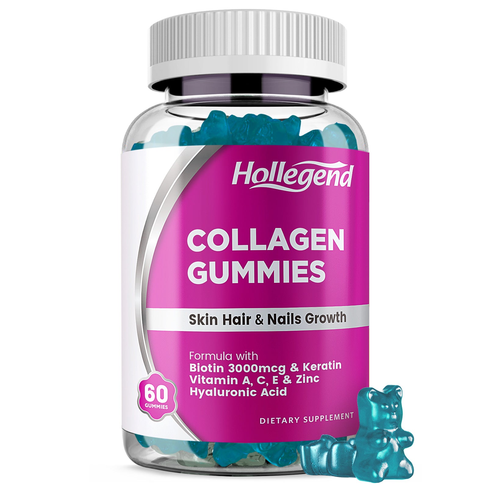 Collagen Gummies for Women & Men Anti Aging, Biotin, Vitamin A, C, E ...